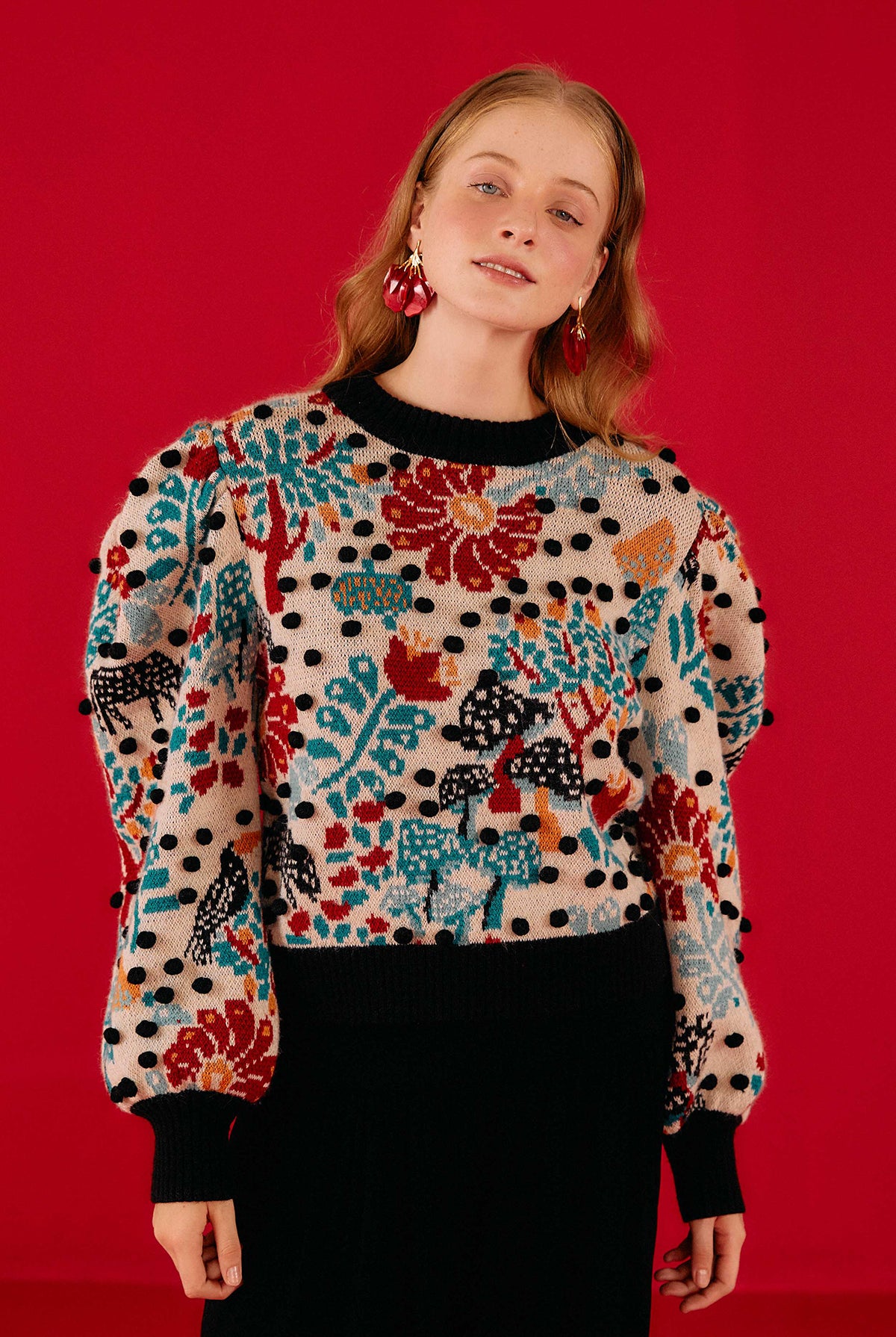 Farm Rio MUSHROOM FOREST SWEATER - Multi | Garmentory