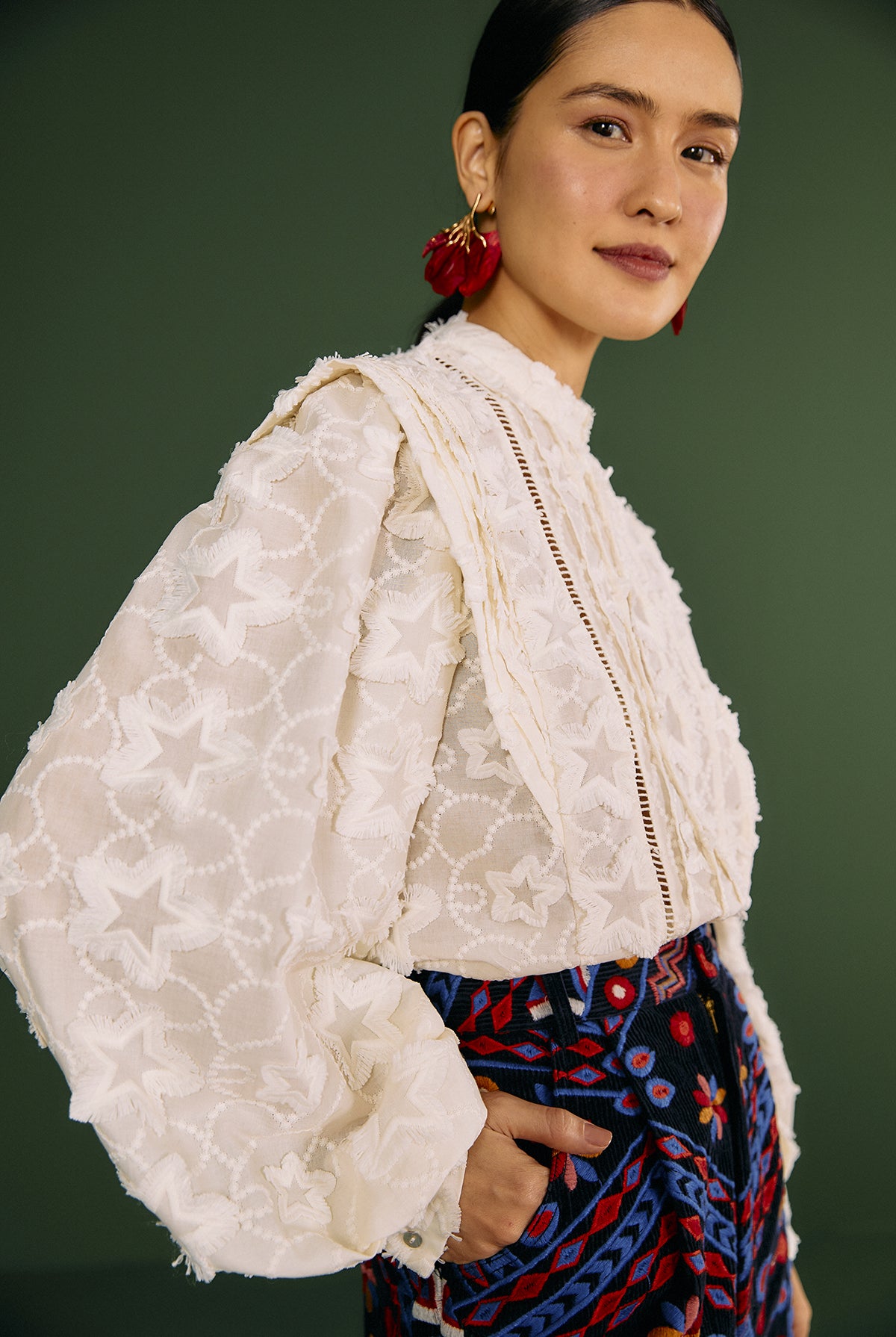 Farm Rio 3d Star Blouse - White | Garmentory