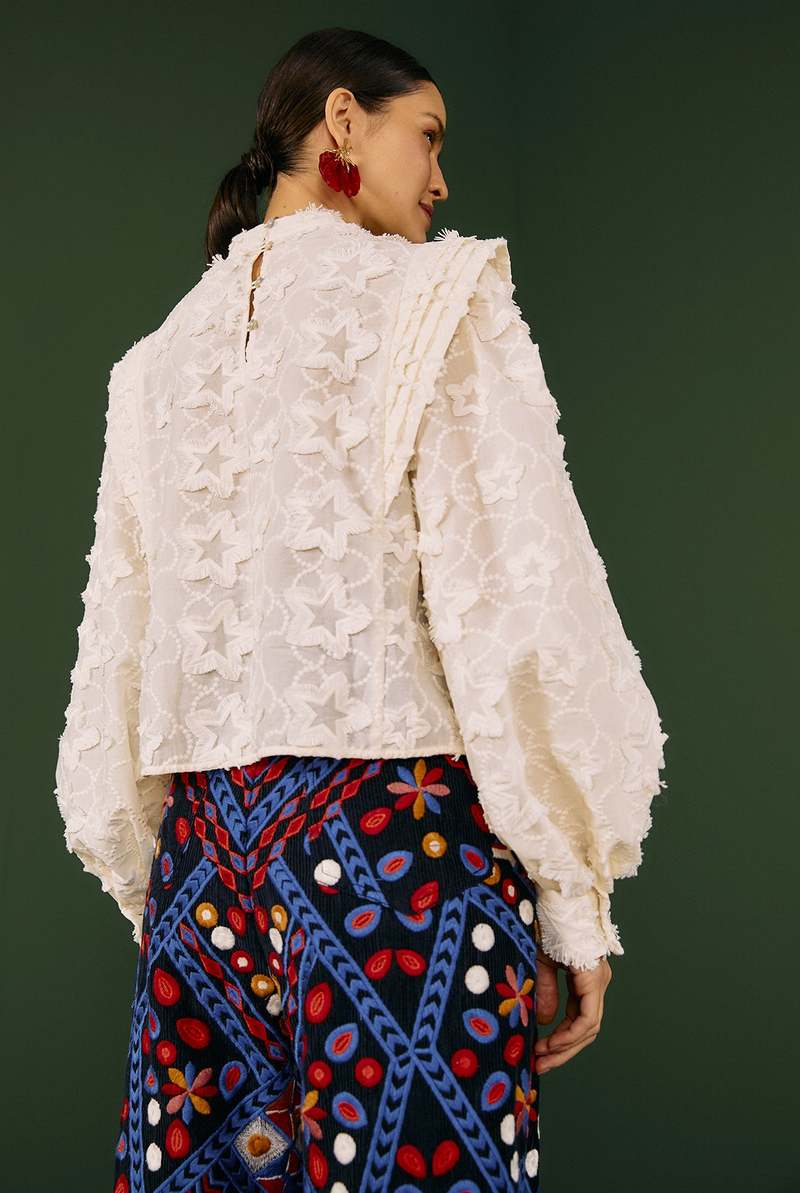 Farm Rio 3d Star Blouse - White | Garmentory