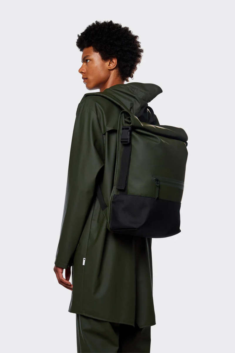 Rains Buckle Rolltop Rucksack - Evergreen | Garmentory