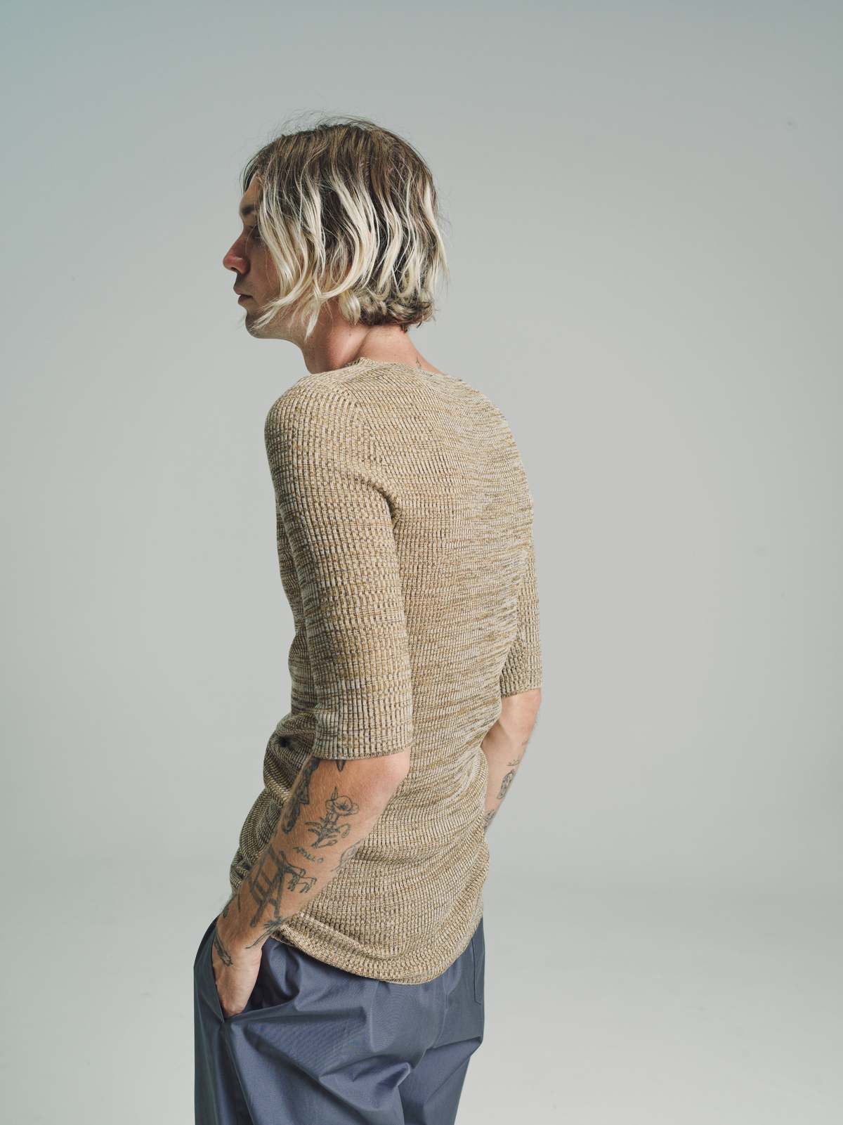 Rier Gemstone Wool & Silk Knit Fine Rib Short Sleeve Roundneck | Garmentory