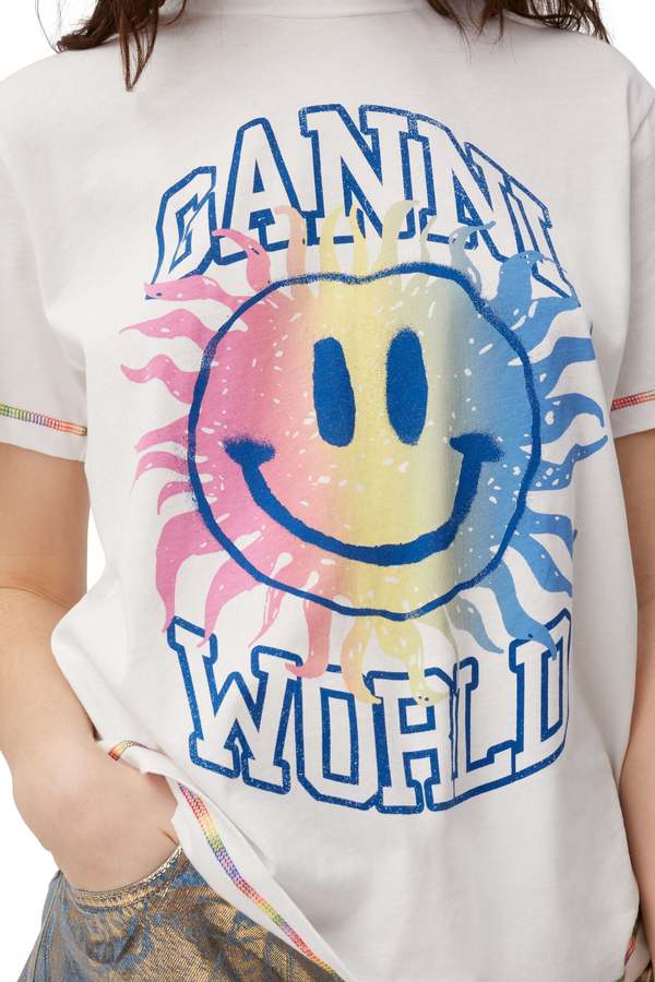 Ganni Smiley T-Shirt - Bright White | Garmentory