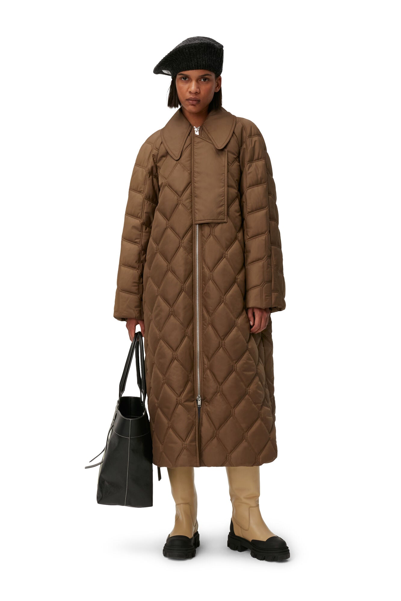 Ganni Ripstop Quilt Coat - Teak | Garmentory