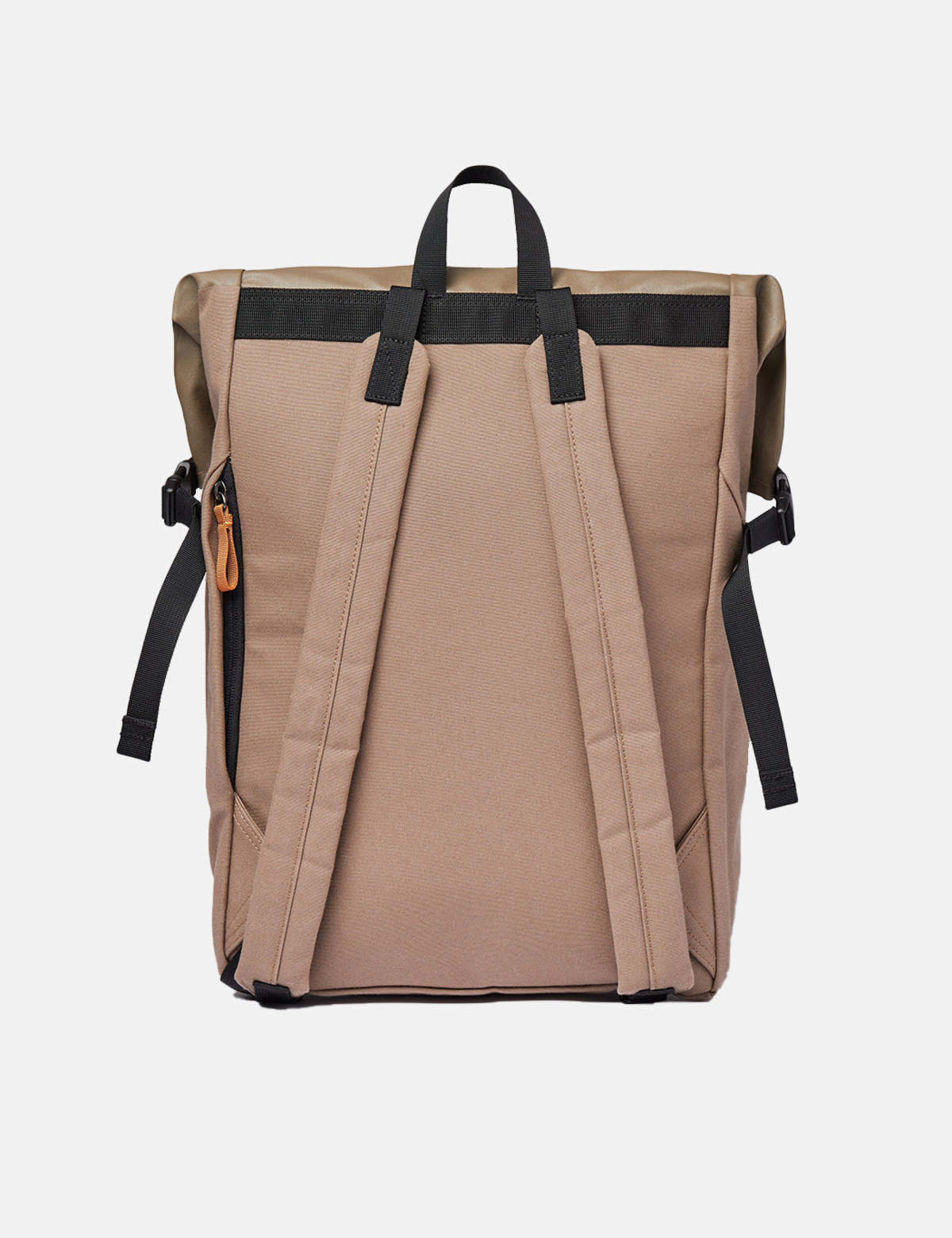 Sandqvist Alfred Polycotton Rolltop Backpack - Fossil/Orange | Garmentory