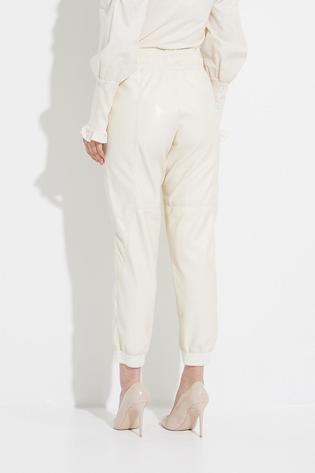 Melissa Nepton Bavali Faux Leather Jogger - Pearl | Garmentory