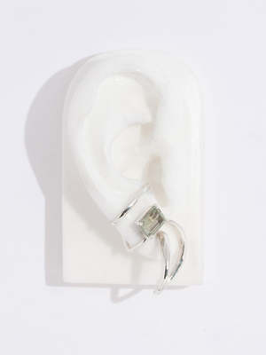 FARIS Cursive Gem Earpiece - Sterling Silver | Garmentory