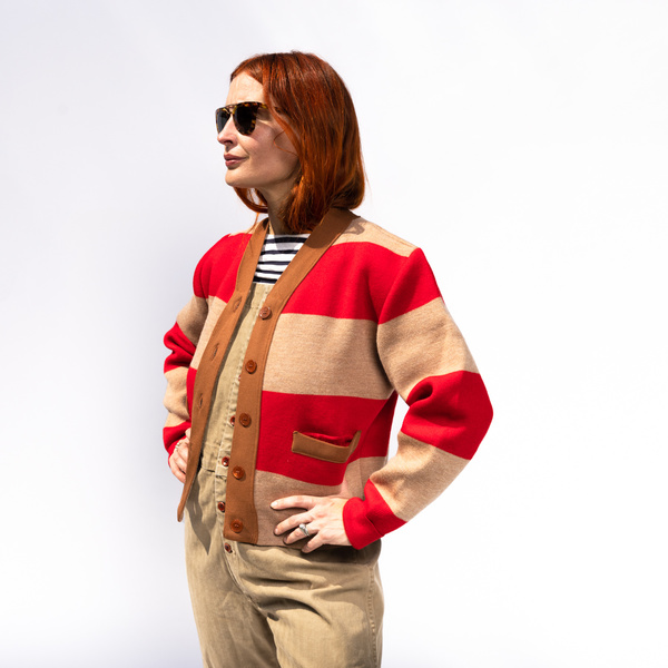 Caron Callahan Anny Cardigan - Red/Camel | Garmentory