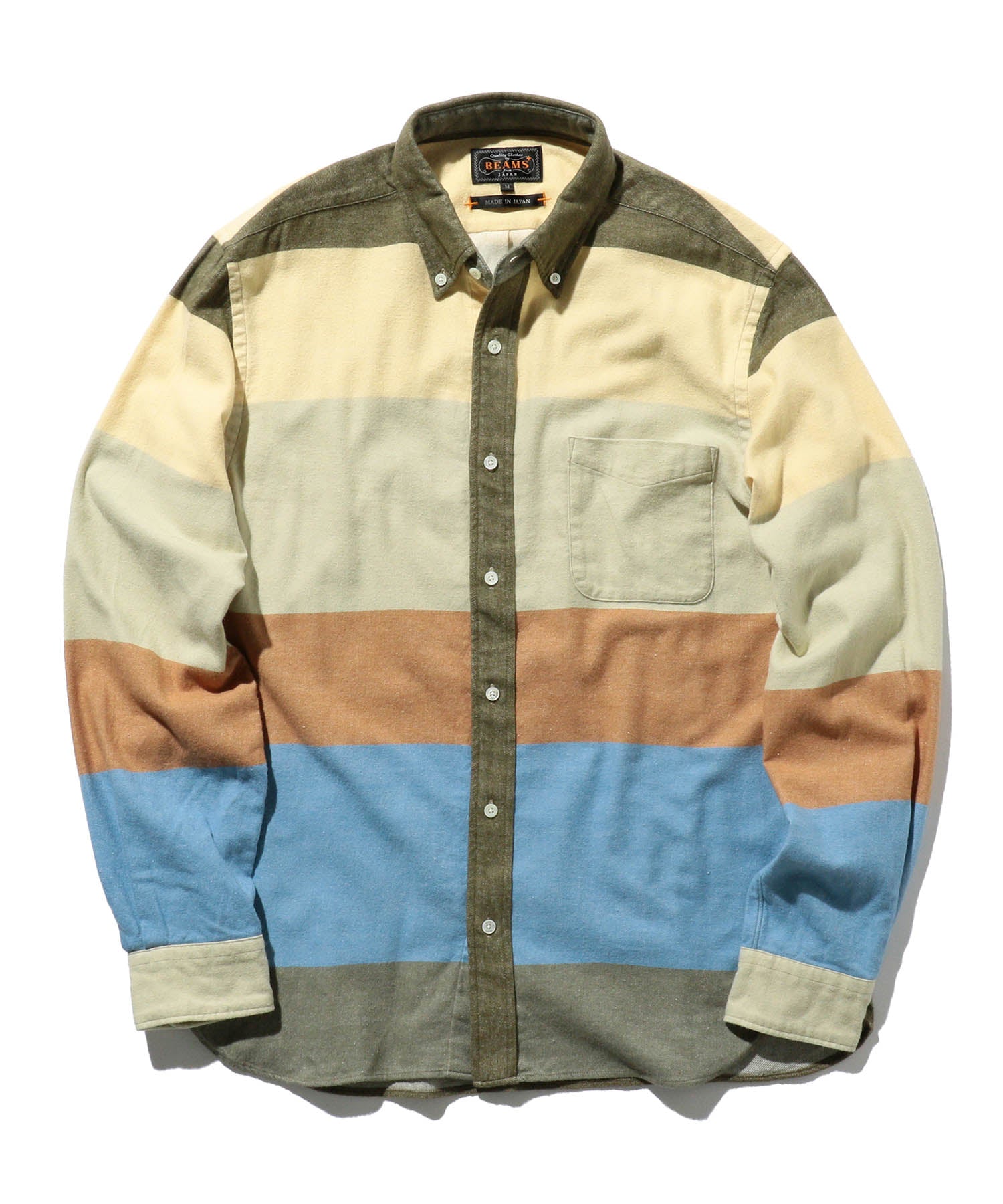 Beams Plus B.D. Flannel Shirt - Multi Stripe Olive | Garmentory