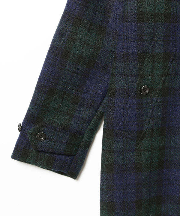 Beams Plus Bal Collar Coat Harris Tweed - BLACK WATCH | Garmentory