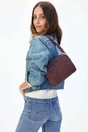 Clare V. Woven Zig Zag Midi Sac Bag - Plum | Garmentory