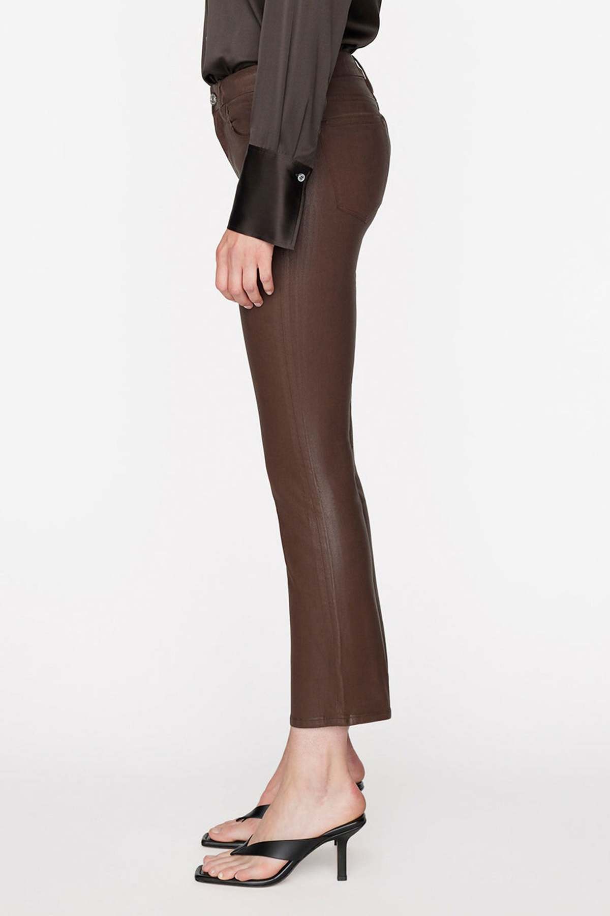 Frame Le Crop Mini Boot Coated - Dark Chocolate | Garmentory