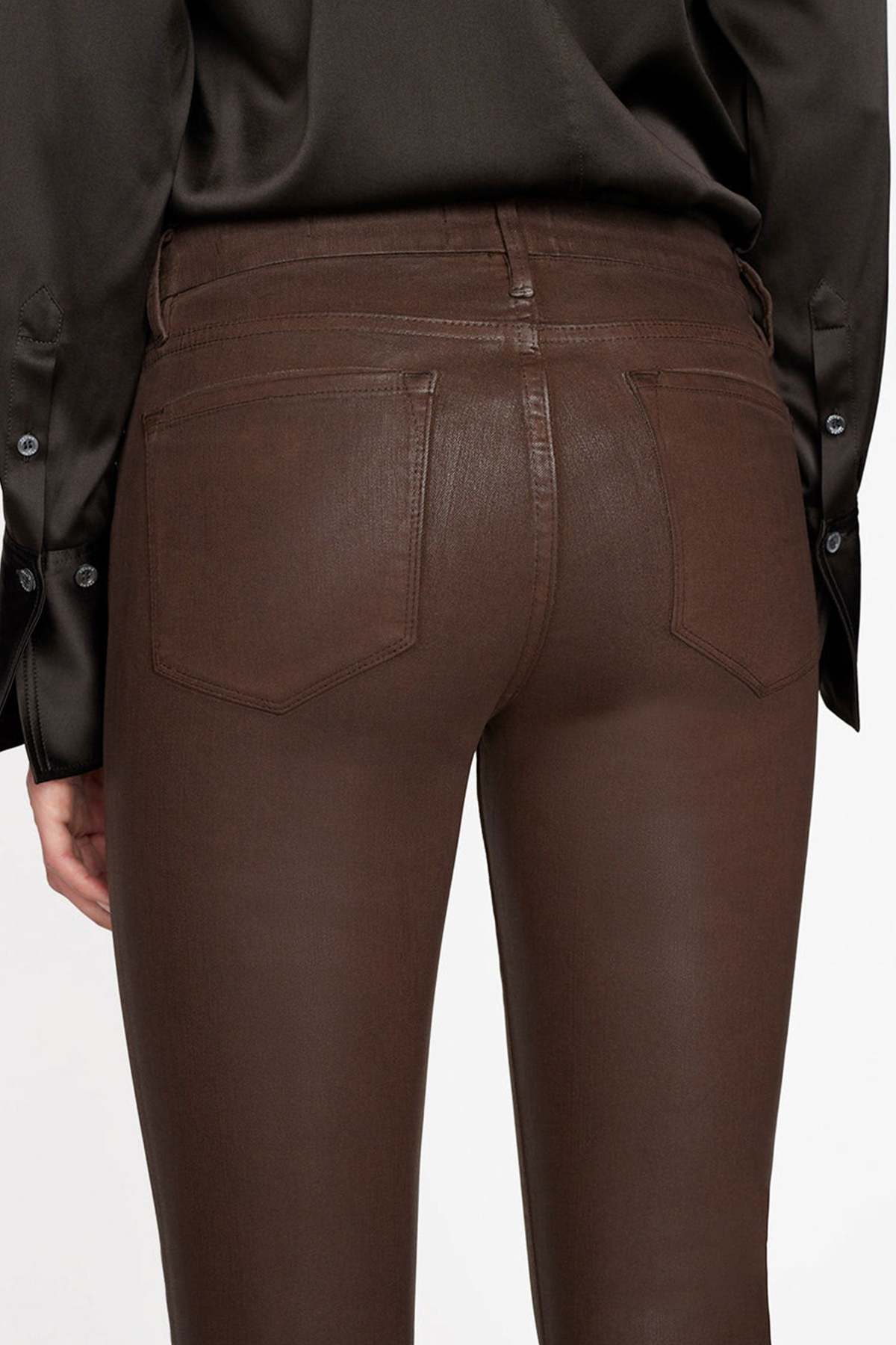Frame Le Crop Mini Boot Coated - Dark Chocolate | Garmentory