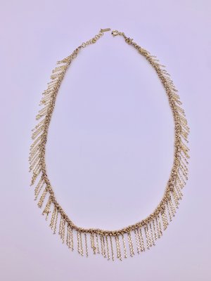 Marie Laure Chamorel Gold Vermeil Crystals and Silk Necklace - Gold ...