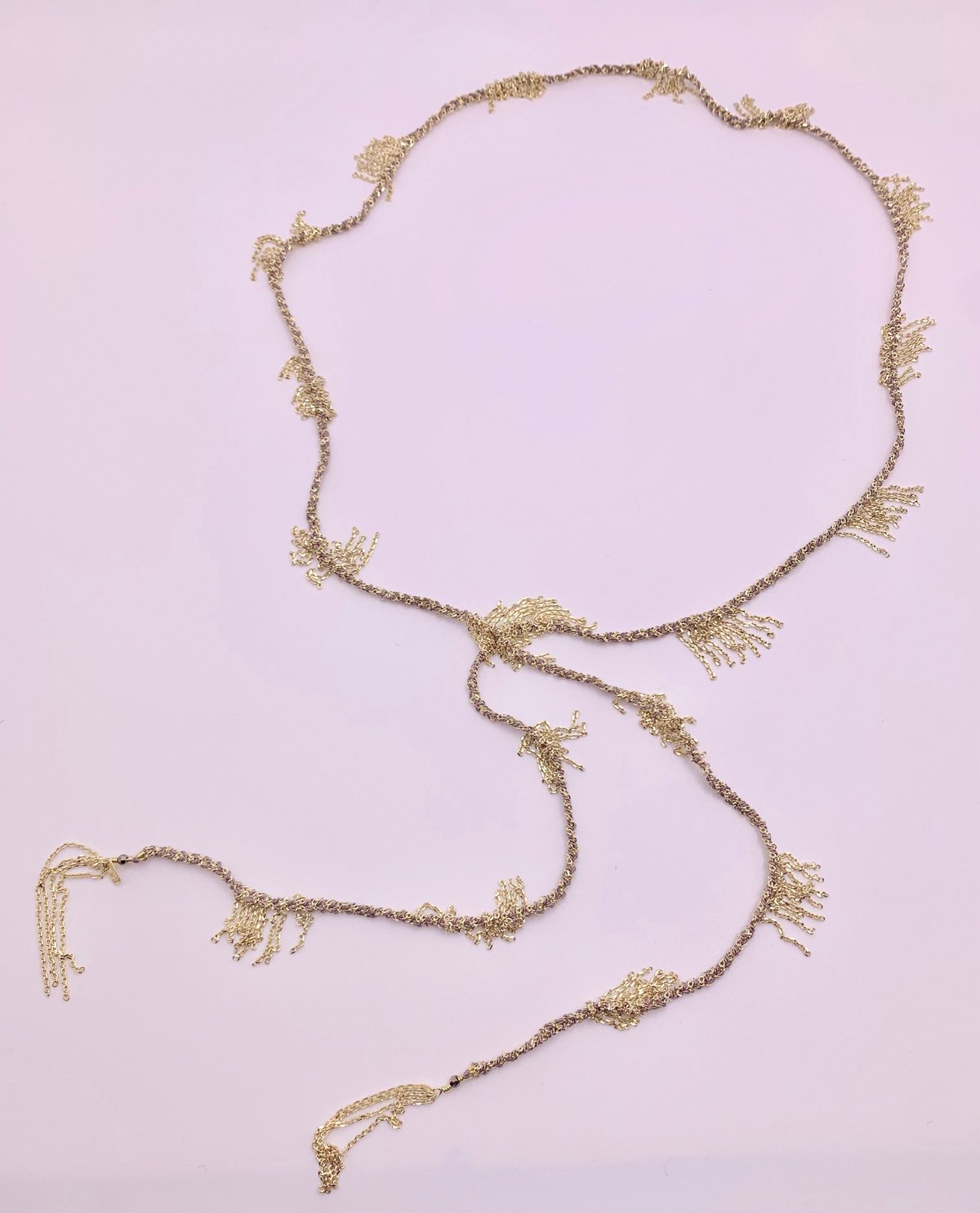 Marie Laure Chamorel Gold Vermeil Crystals and Silk Necklace - Gold ...