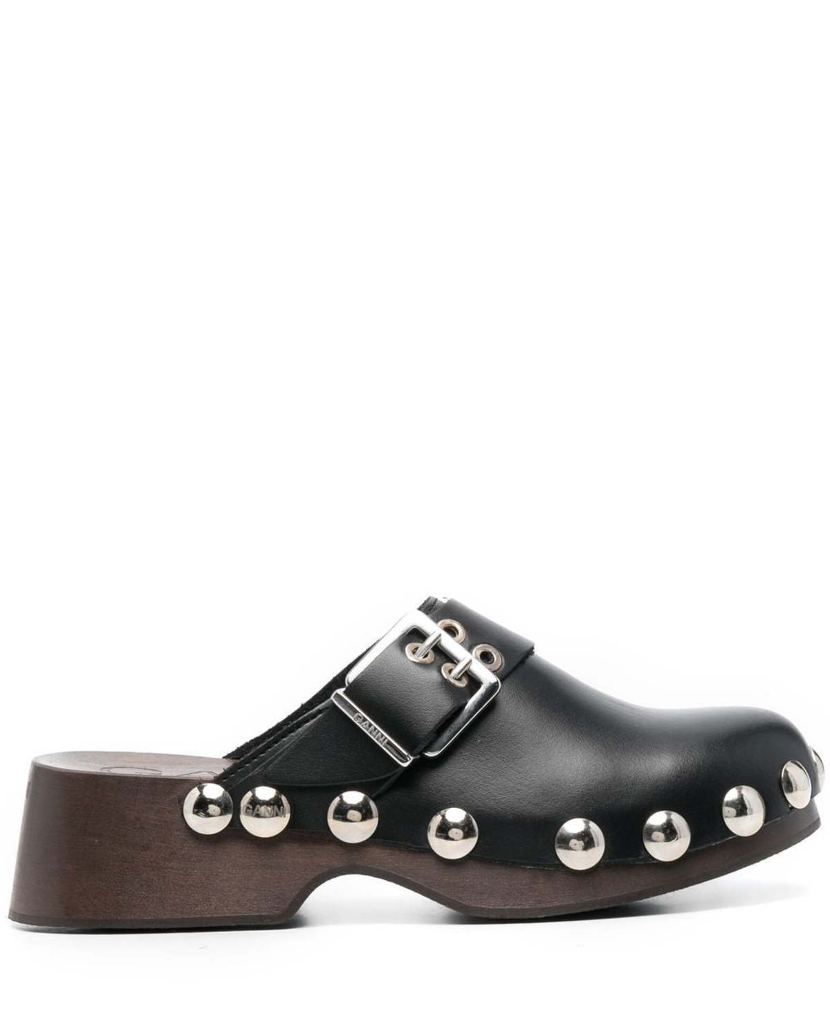 Ganni Studded Leather Clogs | Garmentory