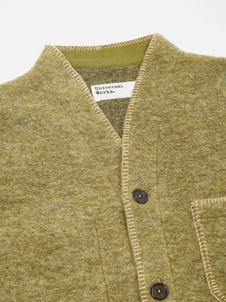 Universal Works Blanket Stitch Cardigan - Light Olive | Garmentory