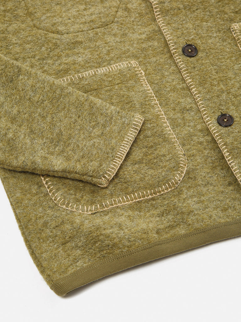 Universal Works Blanket Stitch Cardigan - Light Olive | Garmentory