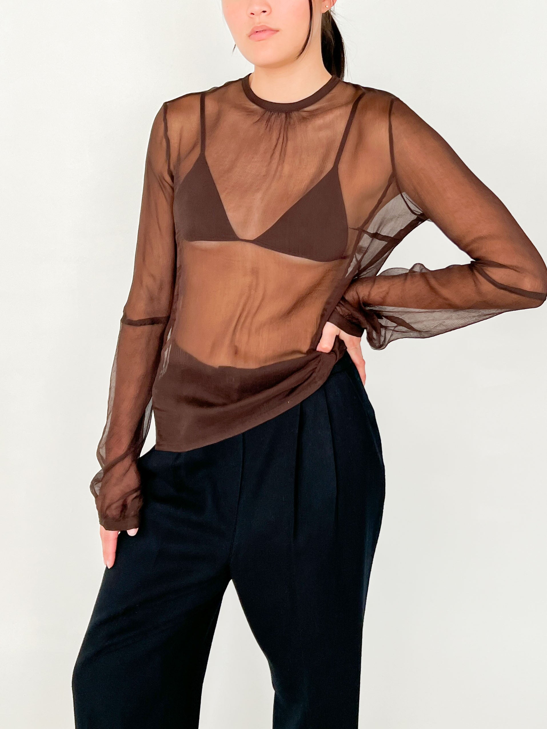 Silk Chiffon Blouse - Cocoa | Garmentory