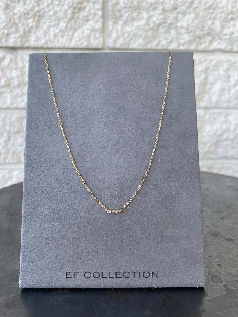 Ef Collection Diamond Baguette Mini Bar Necklace | Garmentory