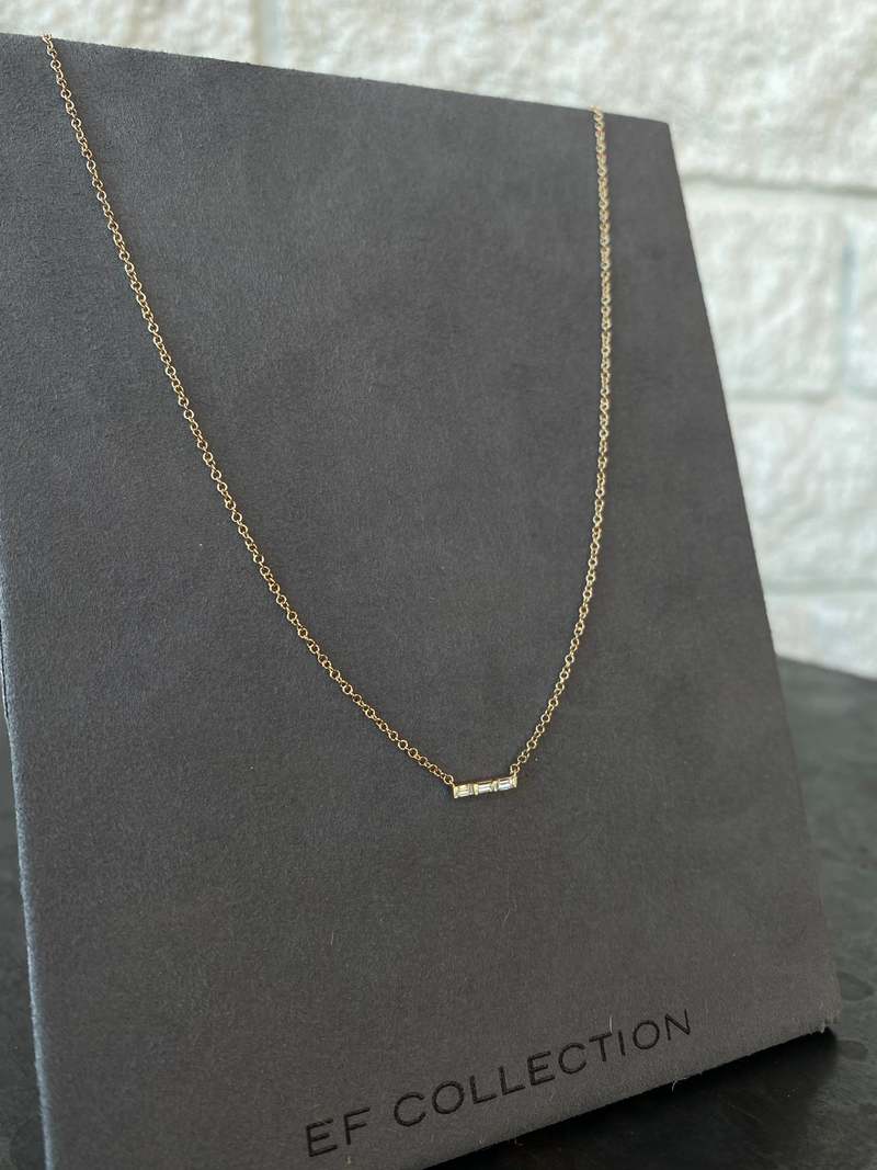 Ef Collection Diamond Baguette Mini Bar Necklace | Garmentory