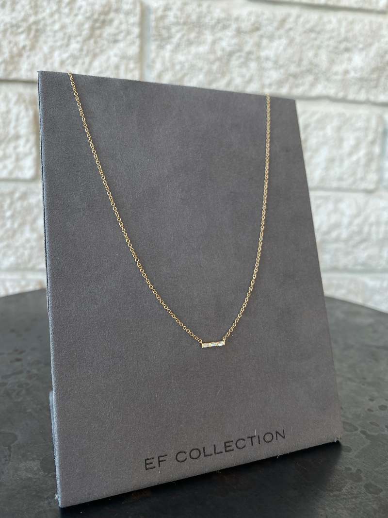 Ef Collection Diamond Baguette Mini Bar Necklace | Garmentory