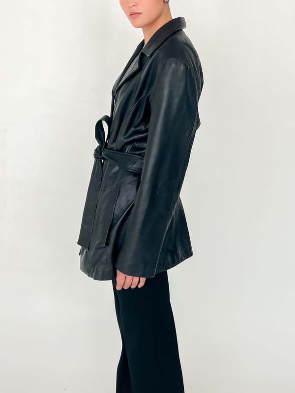 Leather Wrap Jacket - Black | Garmentory