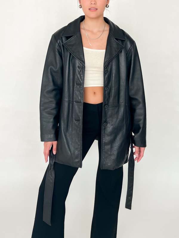 Leather Wrap Jacket - Black | Garmentory