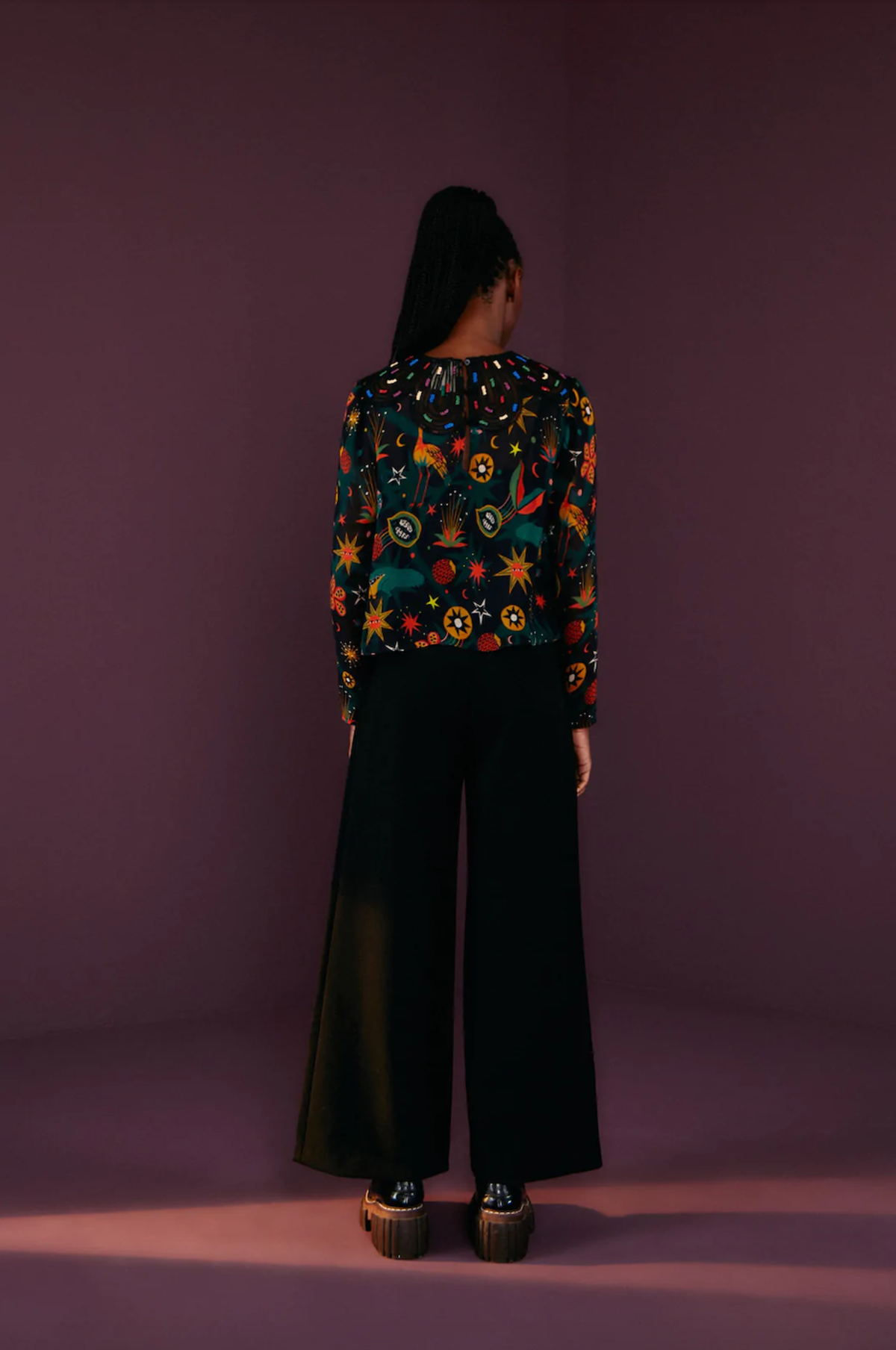 Farm Rio Cerrado Sky Embroidered Blouse - Black | Garmentory