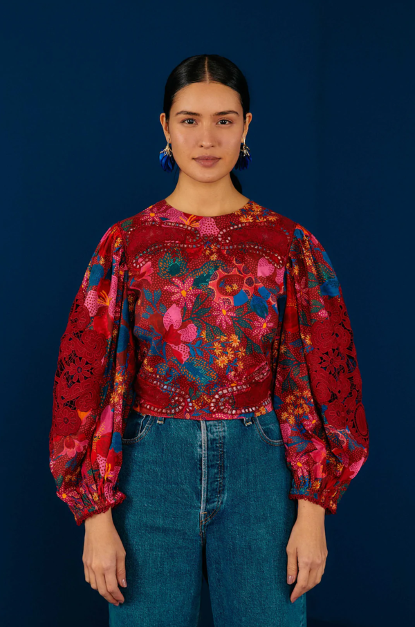 Farm Rio Wild Life Blouse - Garden Red | Garmentory