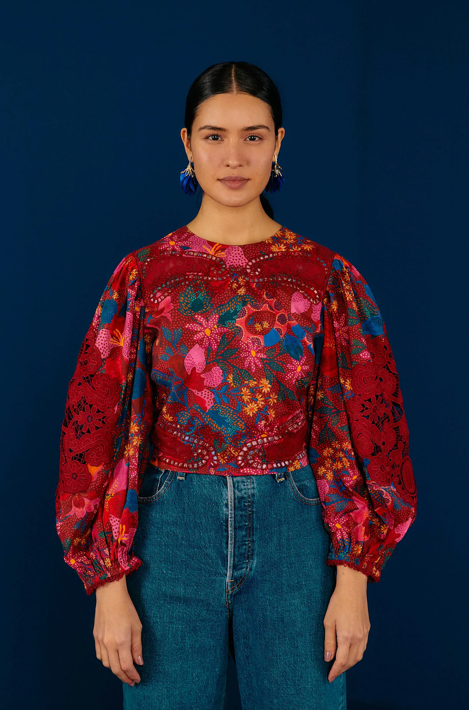 Farm Rio Wild Life Blouse - Garden Red | Garmentory