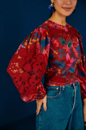 Farm Rio Wild Life Blouse - Garden Red | Garmentory