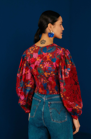 Farm Rio Wild Life Blouse - Garden Red | Garmentory