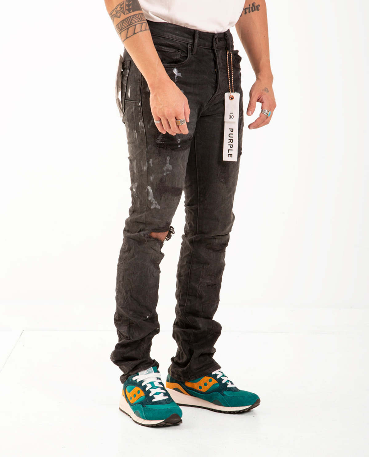 Purple Brand P004 Destroy Coated Jeans - Black | Garmentory