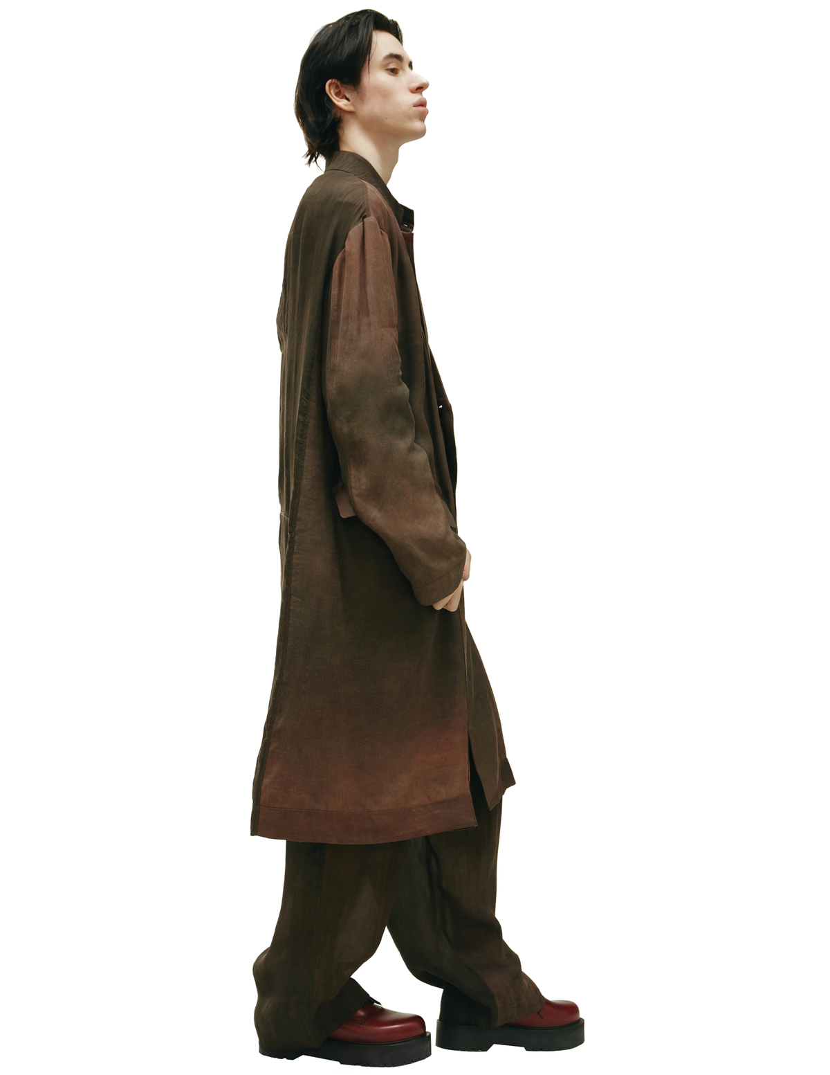 Ziggy Chen CLASSIC 3 BUTTON COAT - Burgundy | Garmentory