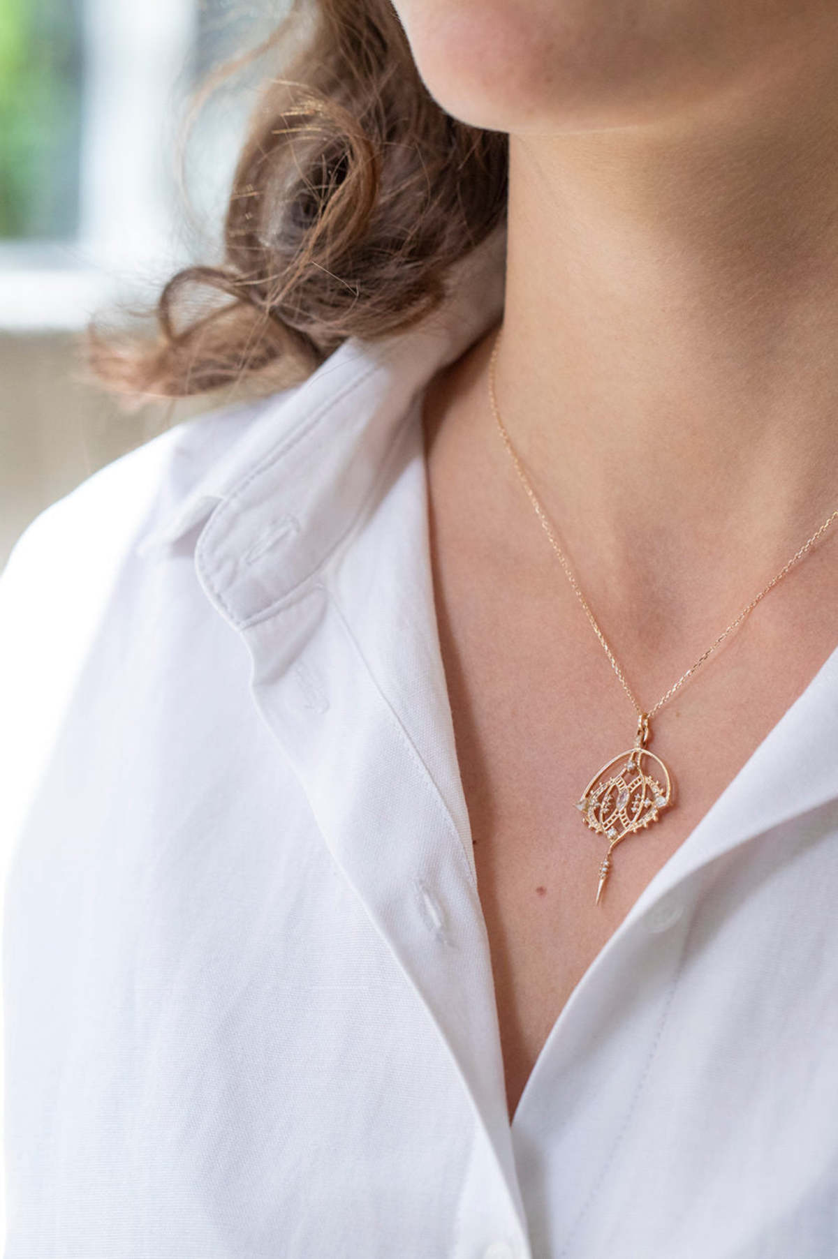 Celine Daoust Marquise Diamonds & Diamonds Mandala Necklace - Gold ...