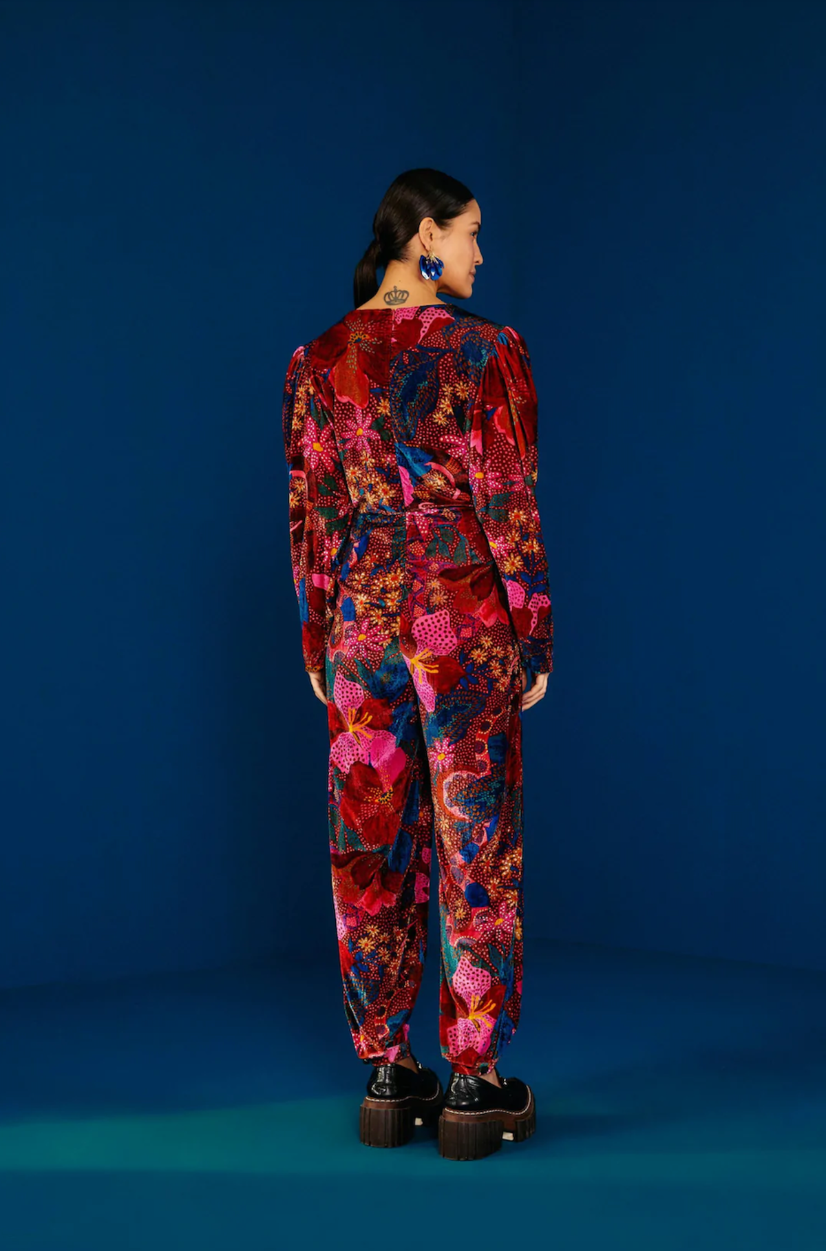 Farm Rio Velvet Snake Jumpsuit - Garden Red | Garmentory