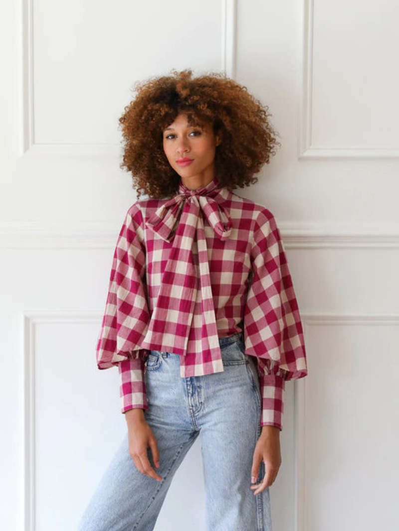 Mille Gigi Blouse - Raspberry Plaid | Garmentory