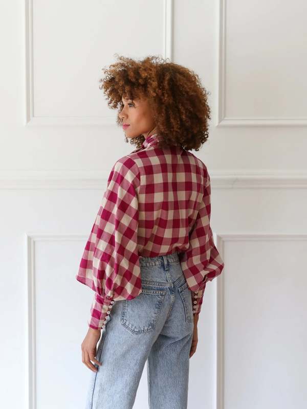 Mille Gigi Blouse - Raspberry Plaid | Garmentory