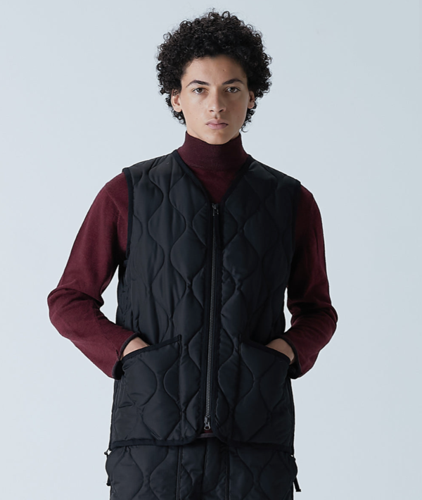 TAION Military Zip V Neck Down Vest - Black | Garmentory