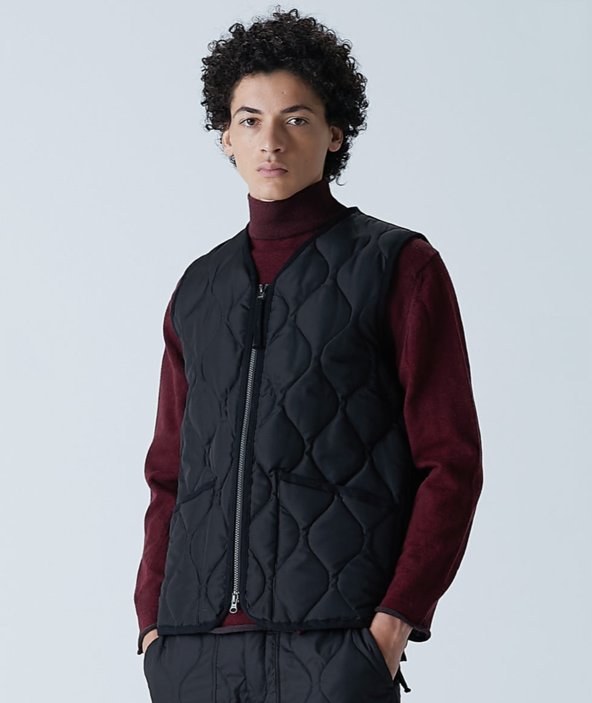 TAION Military Zip V Neck Down Vest - Black | Garmentory