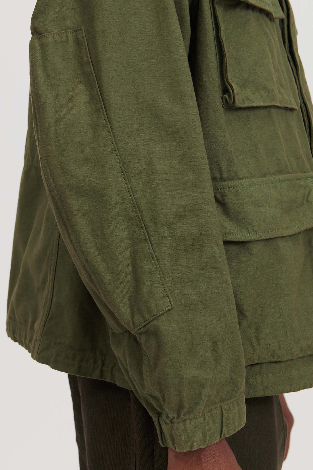 Sage de Cret Back Satin Collarless BDU Type Jacket - Olive | Garmentory