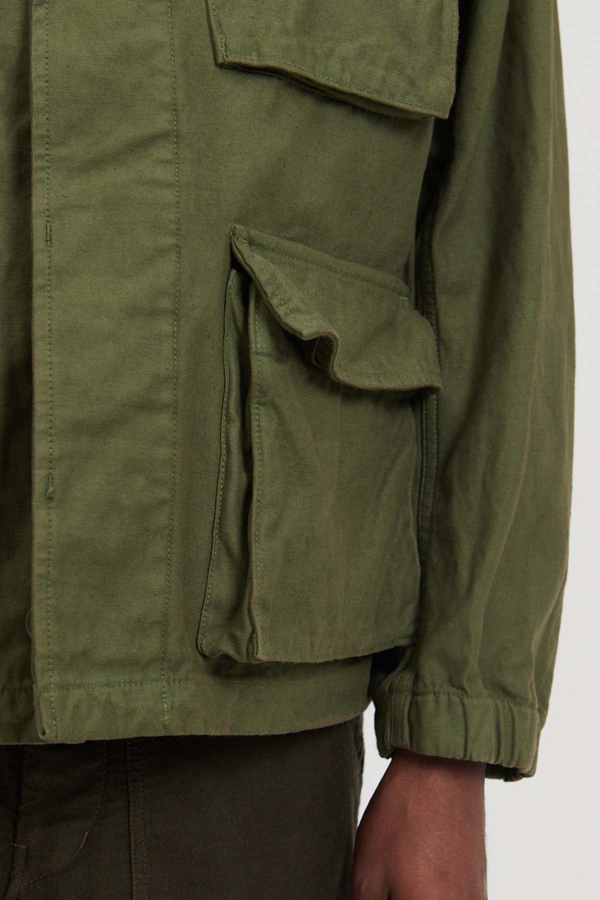 Sage de Cret Back Satin Collarless BDU Type Jacket - Olive | Garmentory
