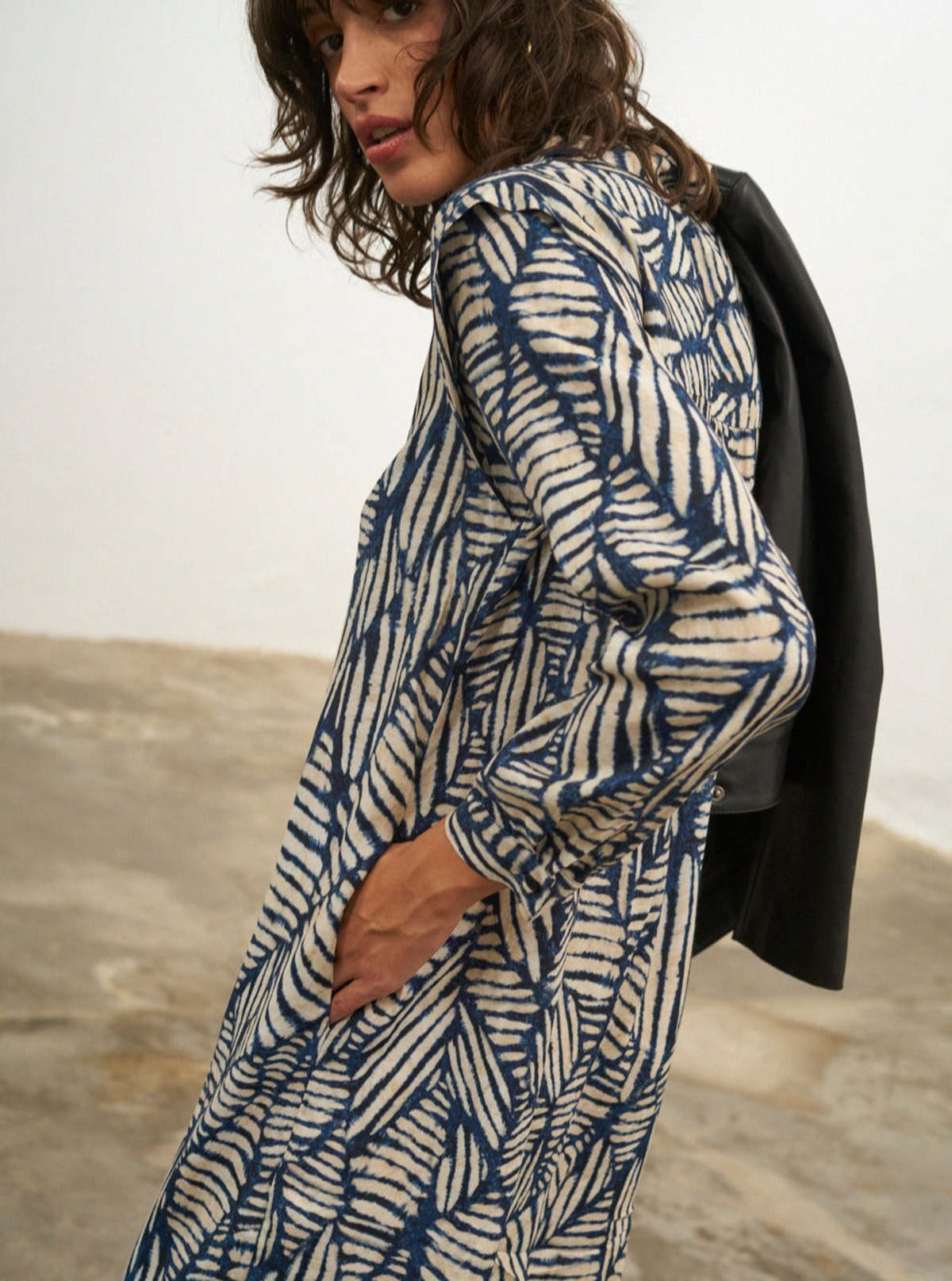 Sita Murt Tab Front Shirt Dress - Blue/Cream | Garmentory