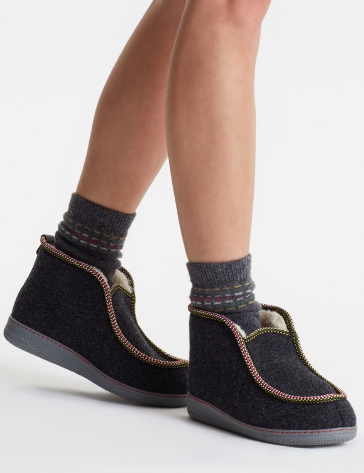 Penelope Chilvers Inuit Felt Slipper - Charcoal | Garmentory