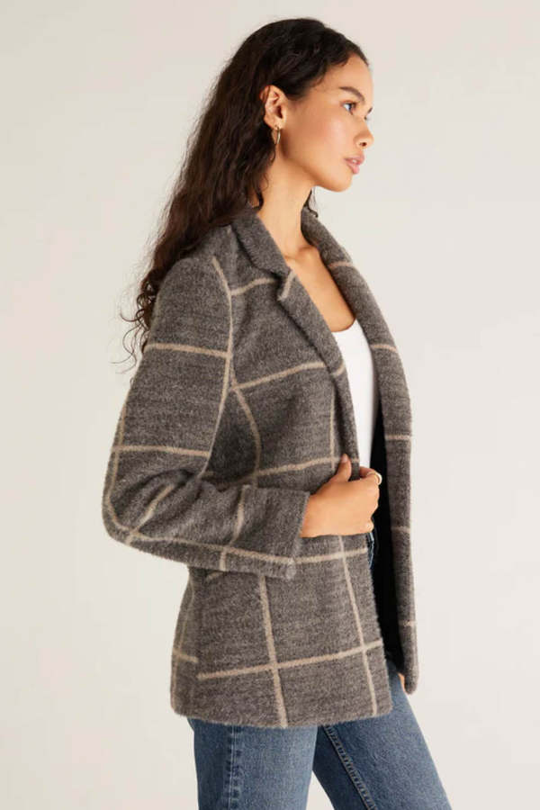 Z Supply Anna Plaid Blazer - Charcoal | Garmentory