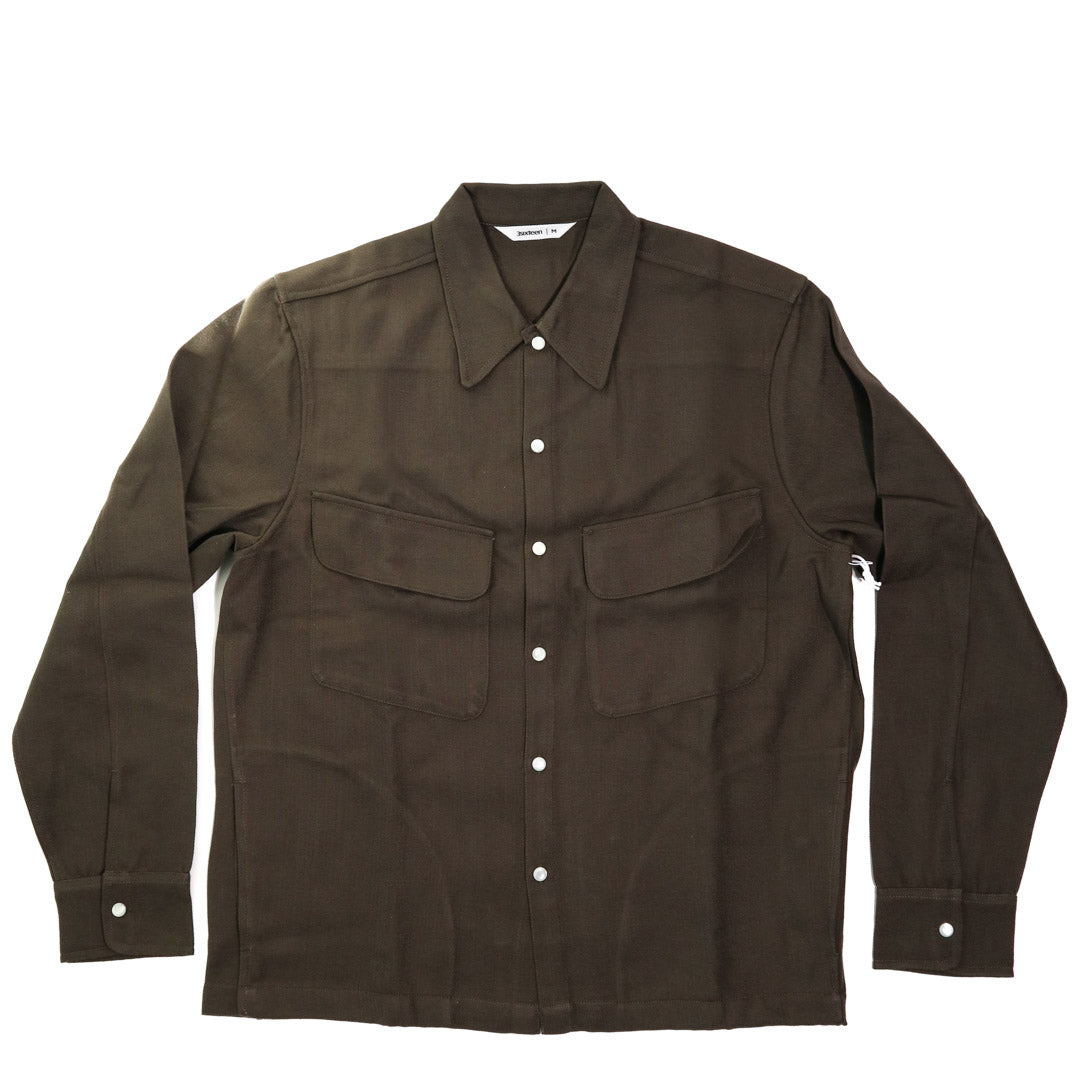 3Sixteen Wool Gabardine Western Overshirt - Forest | Garmentory