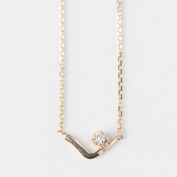 Triangle Lineage Necklace in 10K Yellow Gold with White Diamond with ...