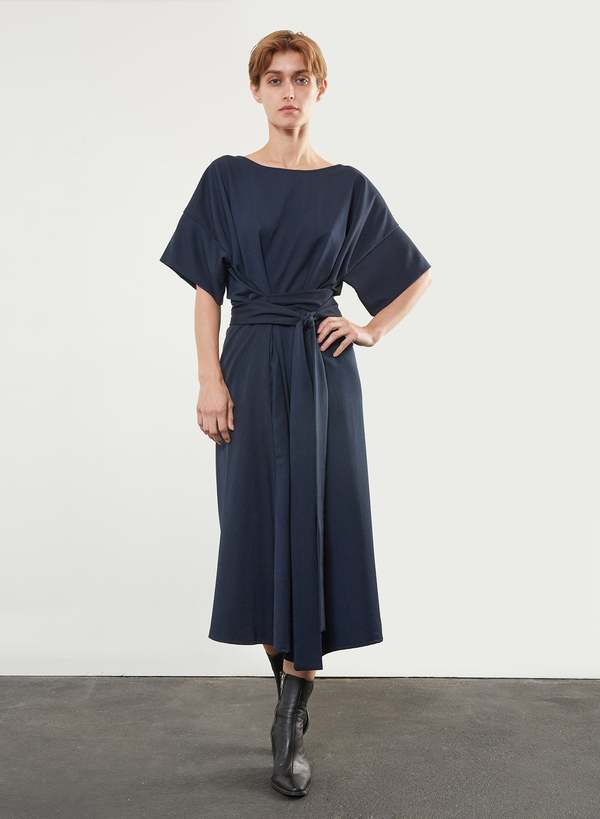 Meg Wrap-Around Dress - Navy | Garmentory