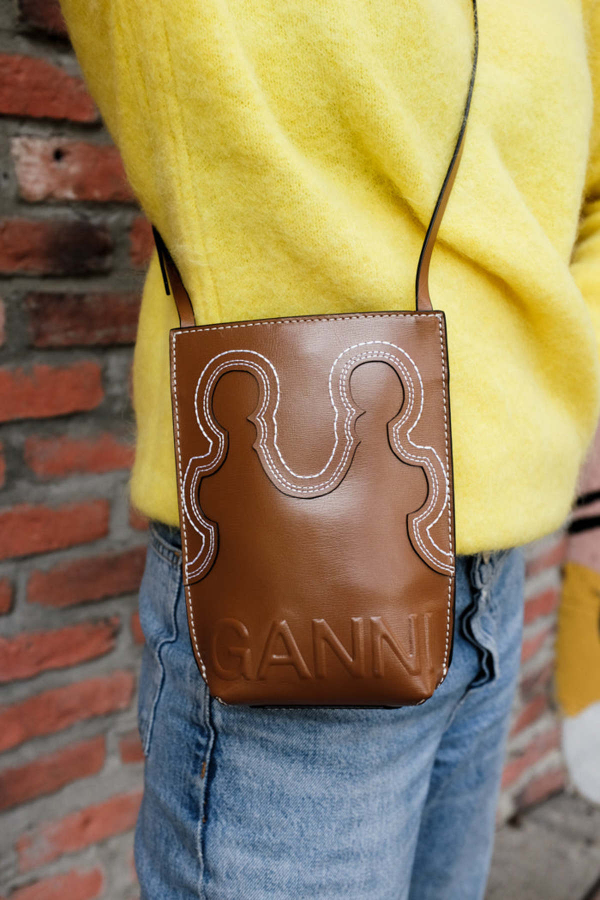 Ganni BANNER WESTERN SMALL CROSSBODY - TIGERS EYE BROWN | Garmentory