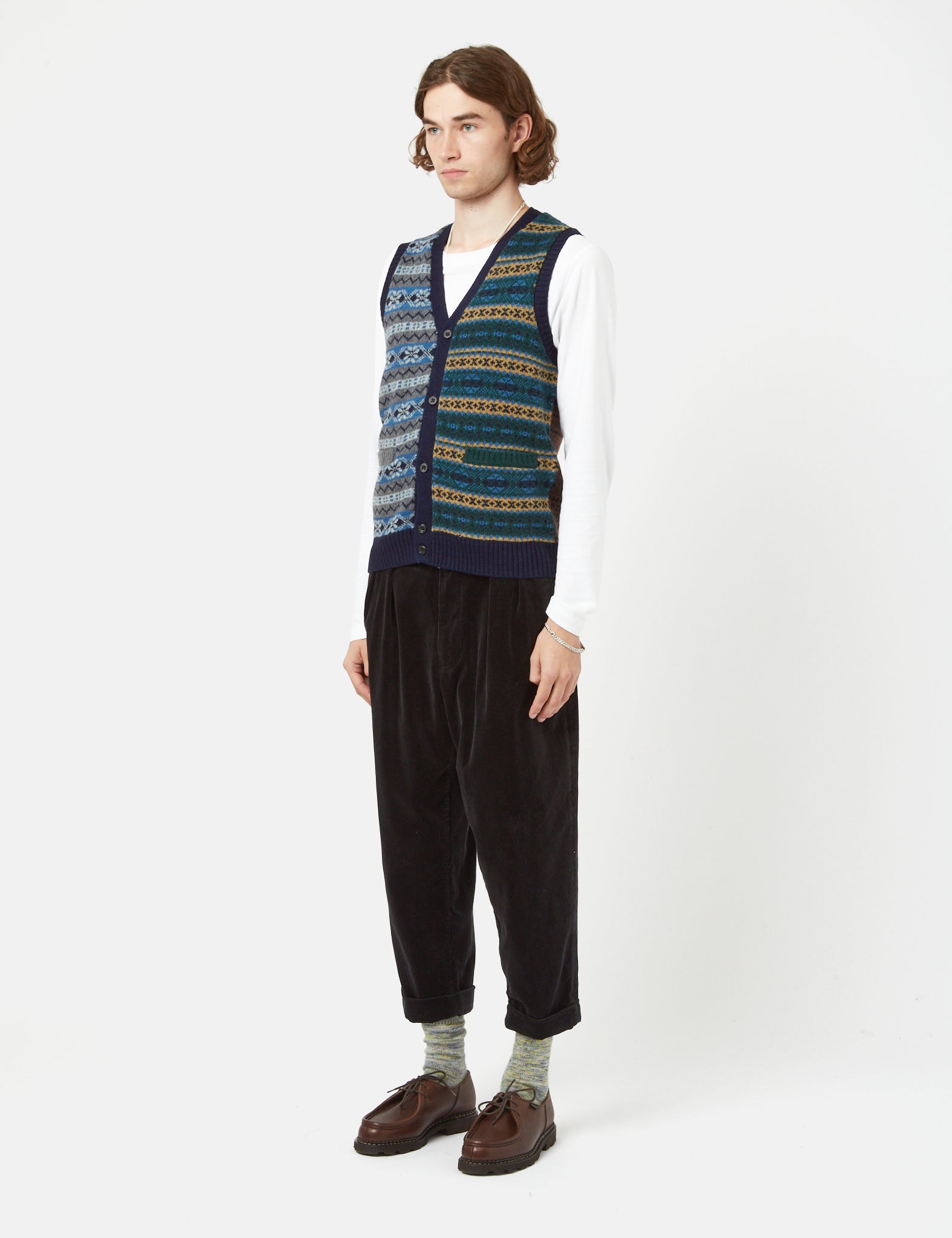 Beams Plus 2 Pleat Corduroy Pants - Charcoal Grey | Garmentory